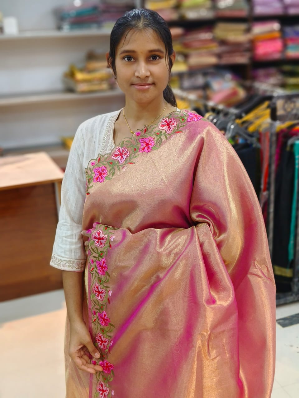 Elite Tissue Embroidery Silk Sarees – Sree Sundar Textiles